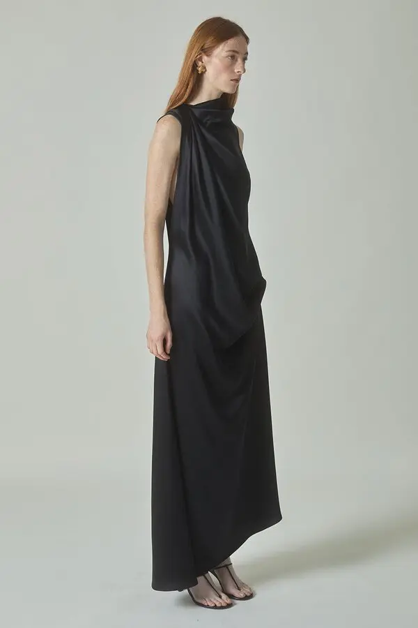HEIRLOME Heirloom Kate Dress Twisted Draped Silk Satin Midi Dress