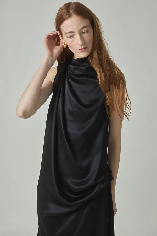 HEIRLOME Heirloom Kate Dress Twisted Draped Silk Satin Midi Dress
