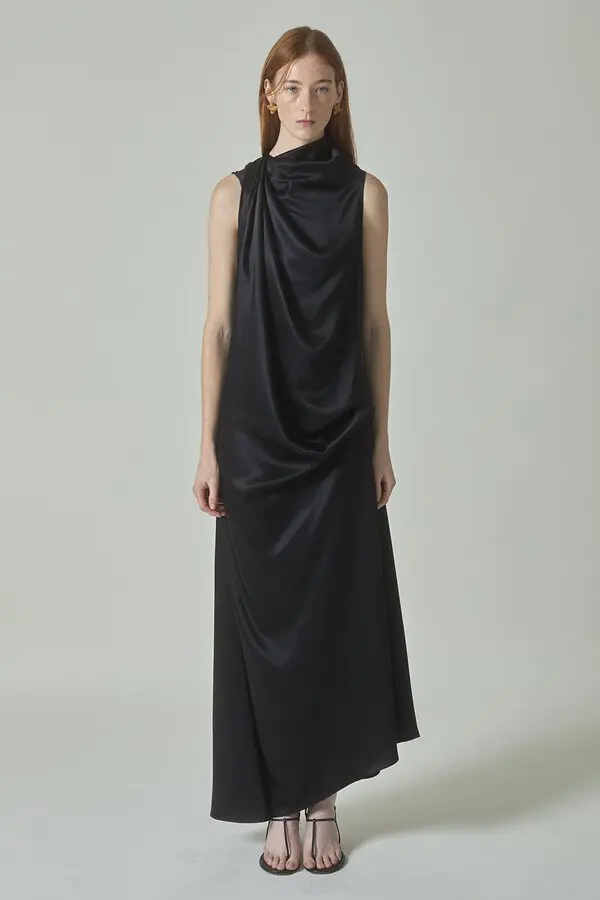 HEIRLOME Heirloom Kate Dress Twisted Draped Silk Satin Midi Dress