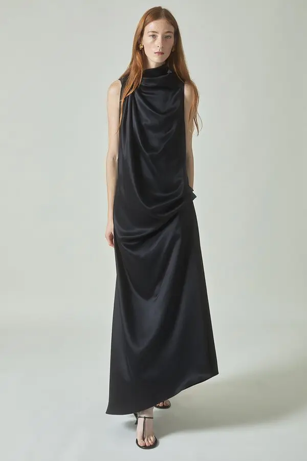 HEIRLOME Heirloom Kate Dress Twisted Draped Silk Satin Midi Dress