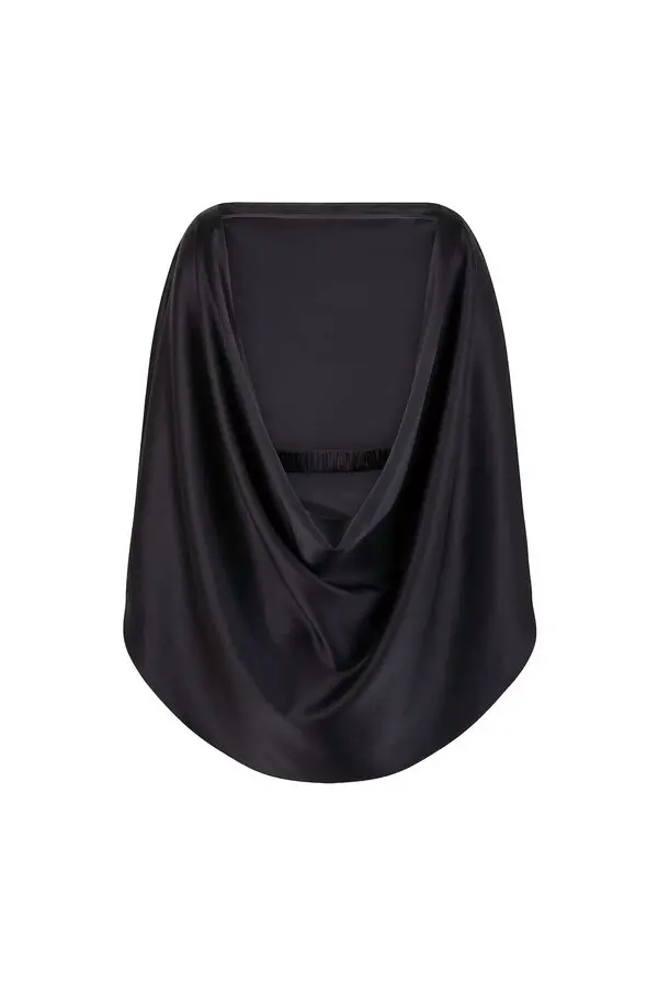 HEIRLOME Anna Top: Double-layer Silk Satin Cape With Cowl Back