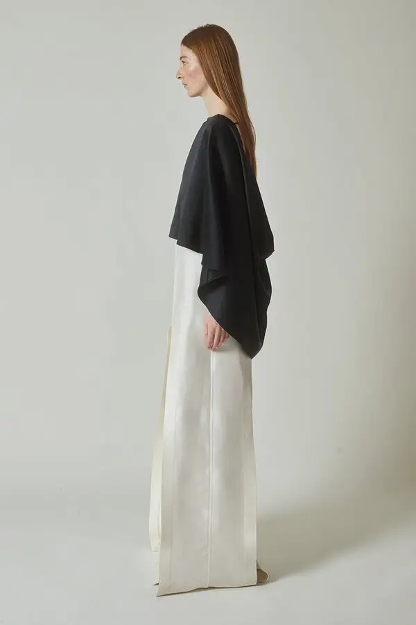 HEIRLOME Anna Top: Double-layer Silk Satin Cape With Cowl Back