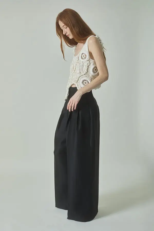 HEIRLOME Condesa Trousers In Shantung - Black