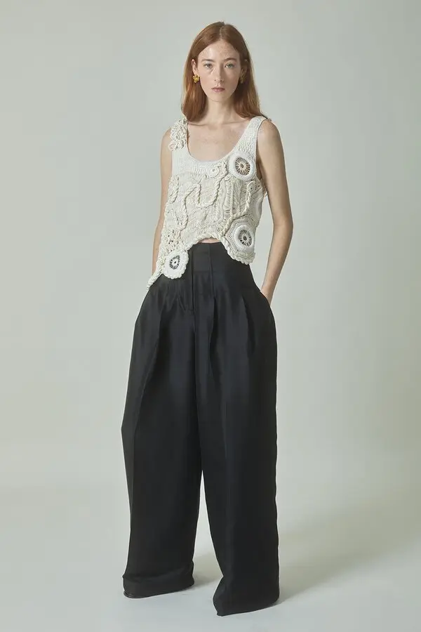 HEIRLOME Condesa Trousers In Shantung - Black