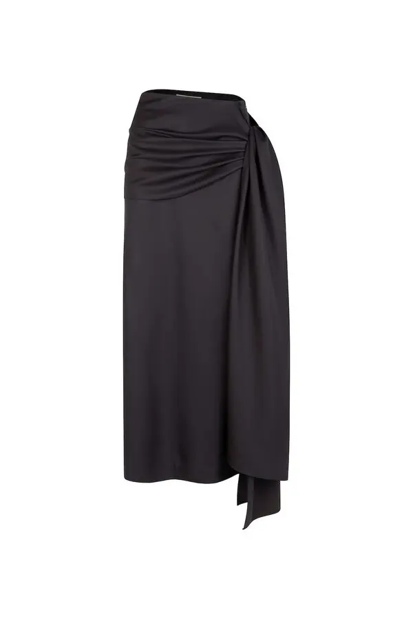 HEIRLOME Helena Midi Skirt In Italian Silk Twill With Versatile Sash