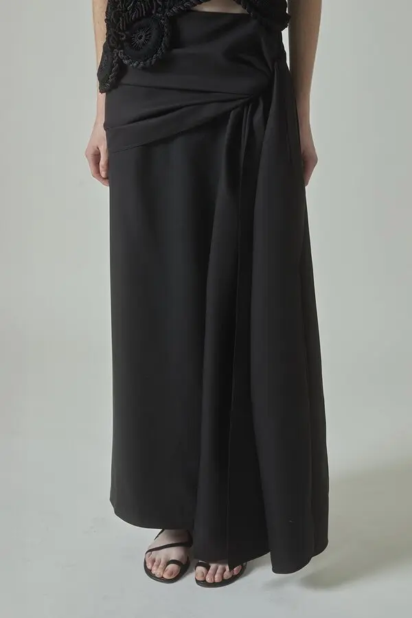 HEIRLOME Helena Midi Skirt In Italian Silk Twill With Versatile Sash