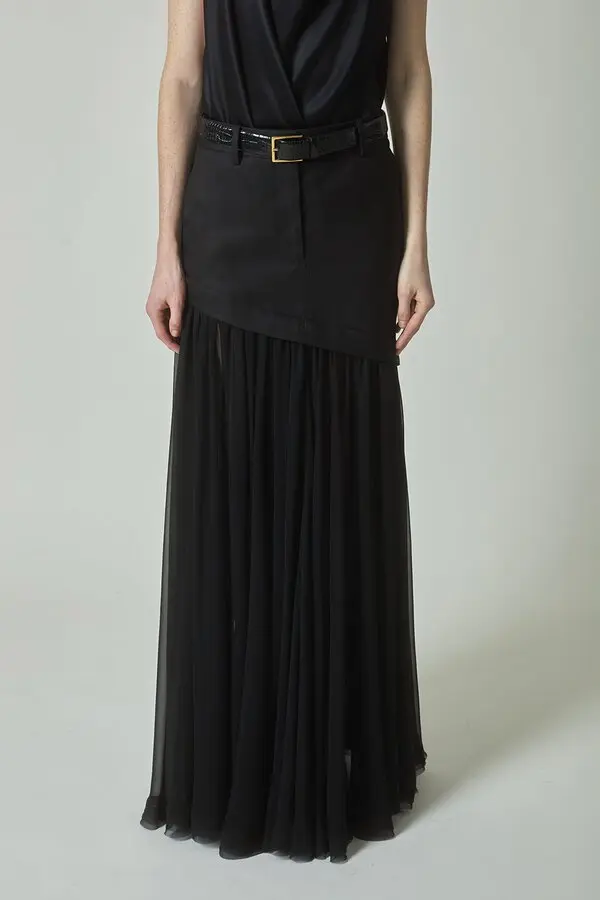HEIRLOME Angela Skirt In Italian Silk Twill And Chiffon