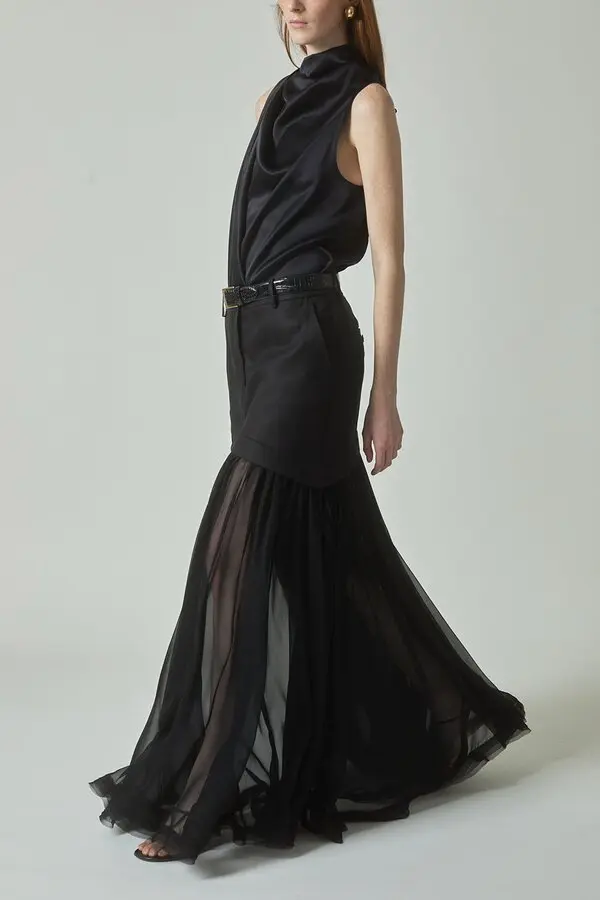 HEIRLOME Angela Skirt In Italian Silk Twill And Chiffon