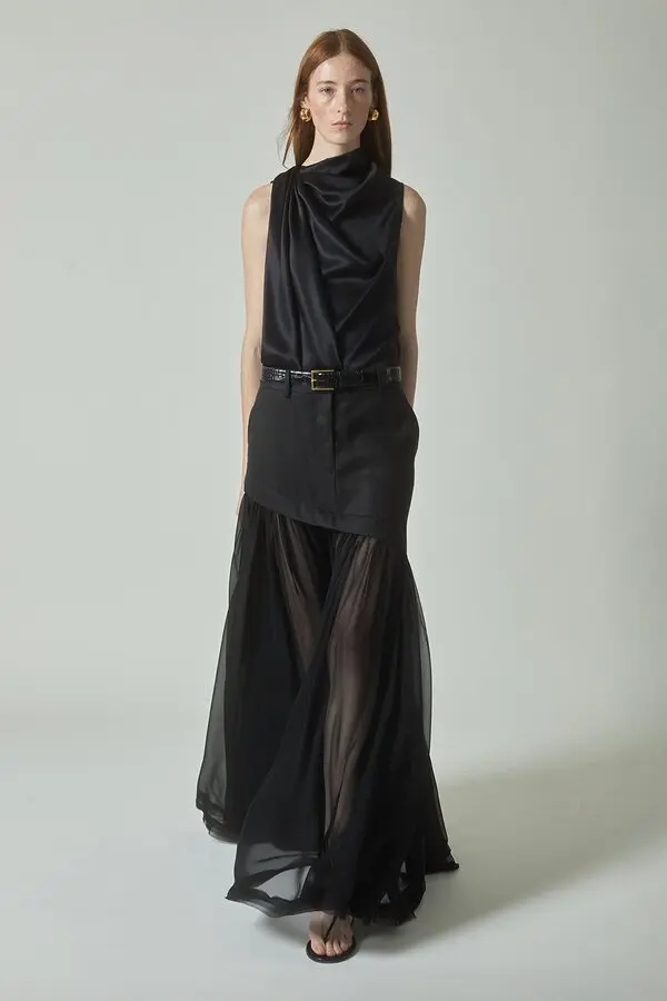 HEIRLOME Angela Skirt In Italian Silk Twill And Chiffon