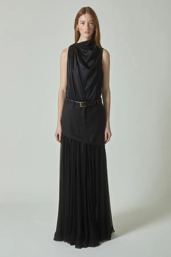 HEIRLOME Angela Skirt In Italian Silk Twill And Chiffon
