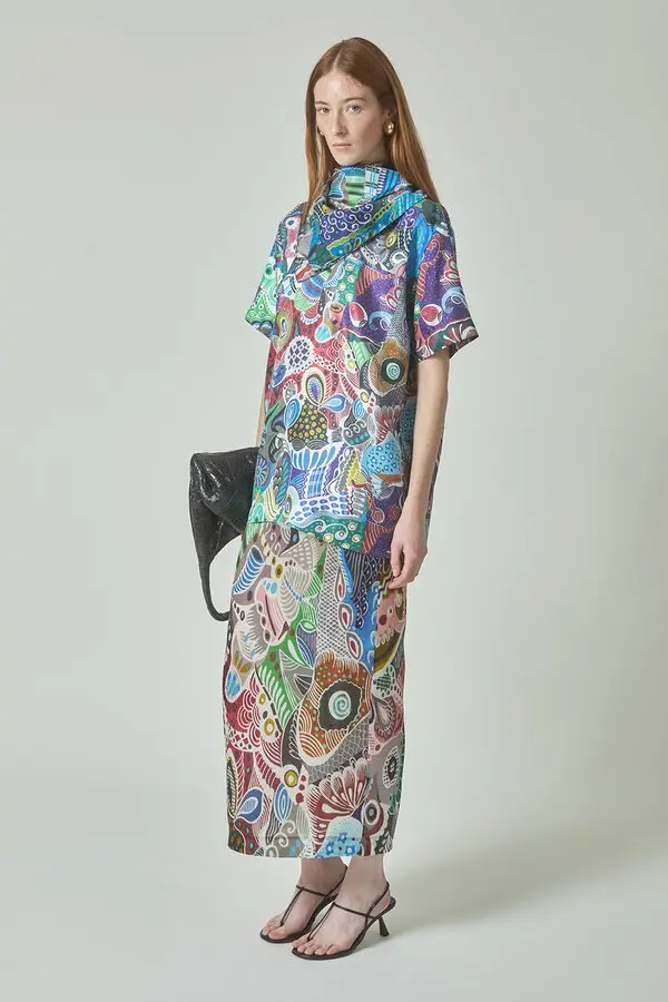 HEIRLOME Vazquez Printed Silk Twill Oversized T-shirt