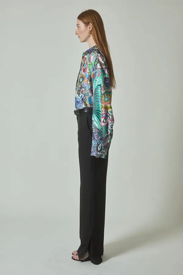 HEIRLOME Oversized Printed Silk Twill Shirt With Artisan Collaboration