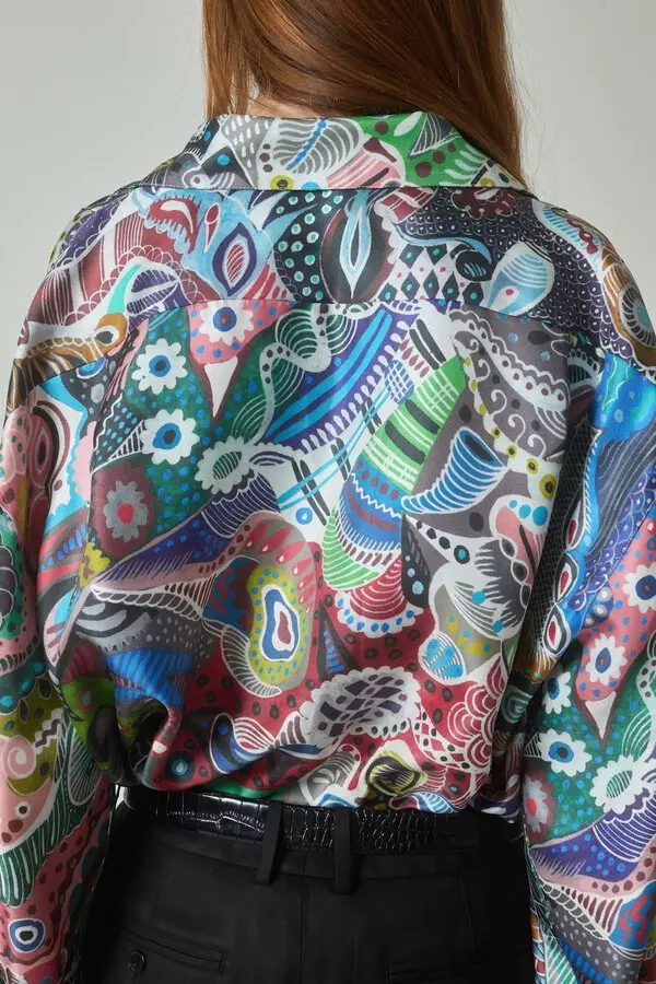 HEIRLOME Oversized Printed Silk Twill Shirt With Artisan Collaboration