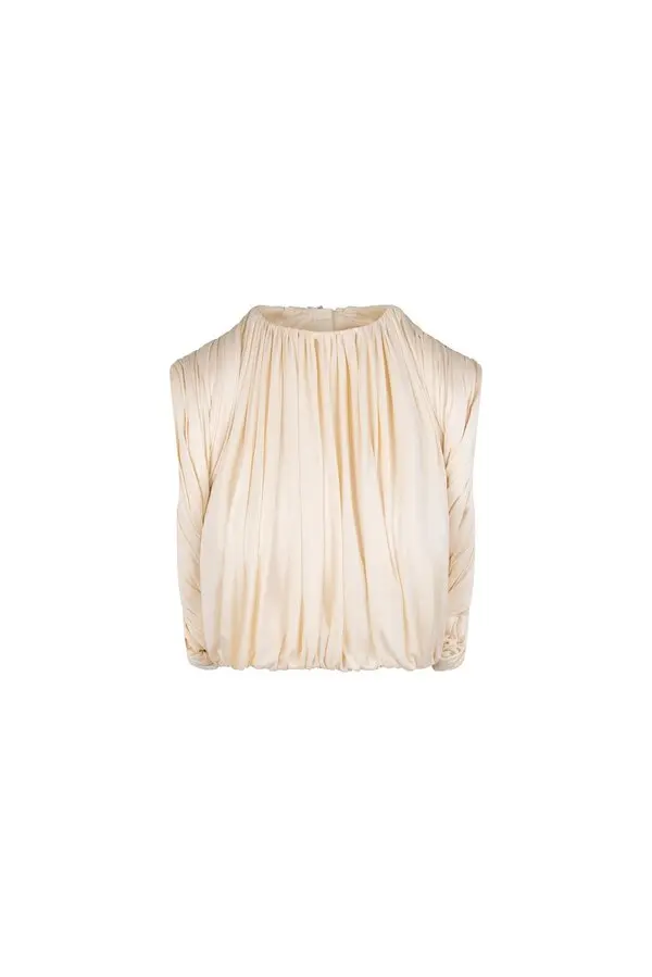 HEIRLOME Effie Cropped Silk Jersey Top - Bone