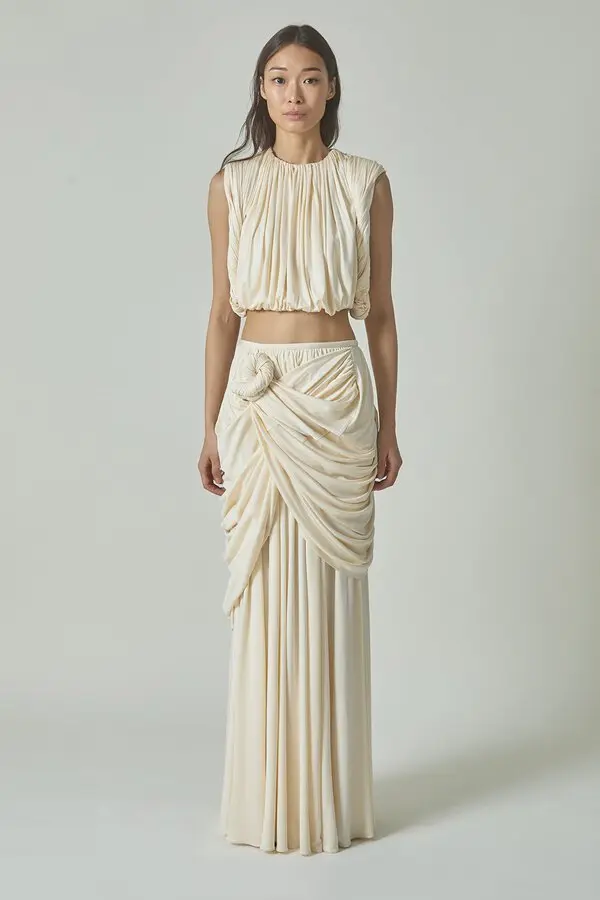 HEIRLOME Effie Cropped Silk Jersey Top - Bone