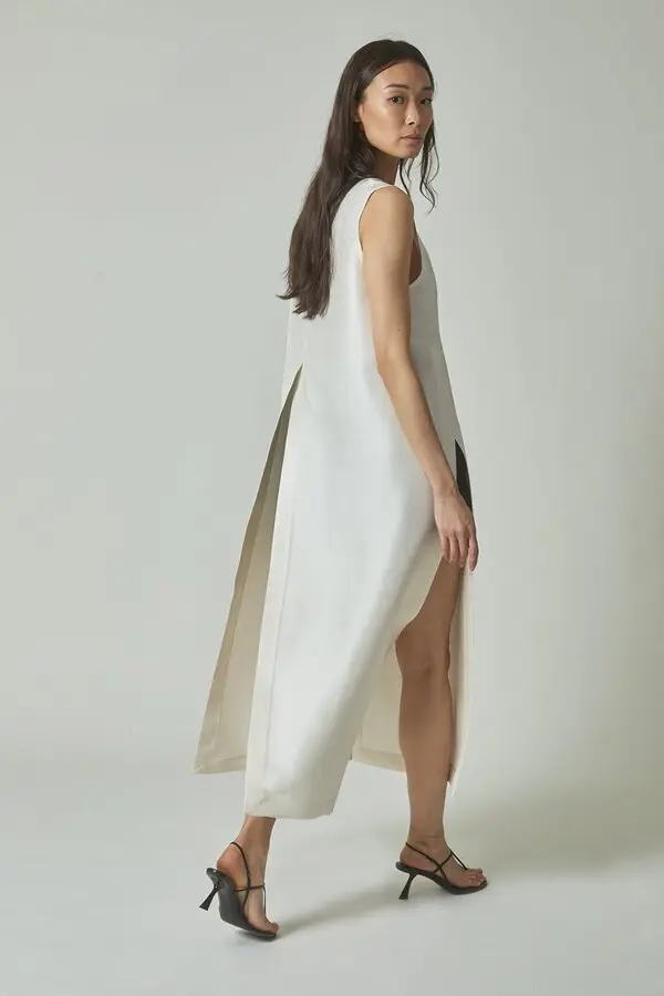 HEIRLOME Zoey Top In Italian Silk Shantung - Ivory