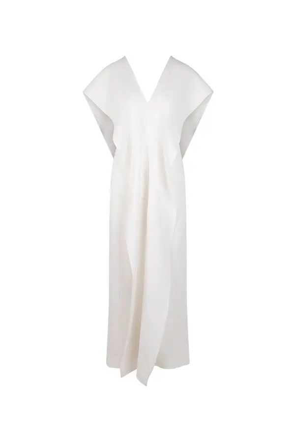 HEIRLOME Bibi Silk Crepe Midi Dress With Cape Effect