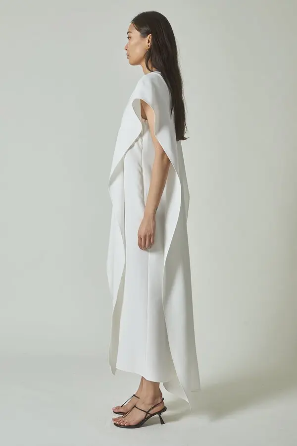 HEIRLOME Bibi Silk Crepe Midi Dress With Cape Effect