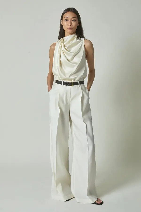 HEIRLOME Laurence Pleated Wide-leg Trousers - Ivory