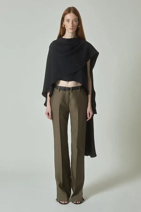 HEIRLOME Petula Trousers In Silk Wool - Olive