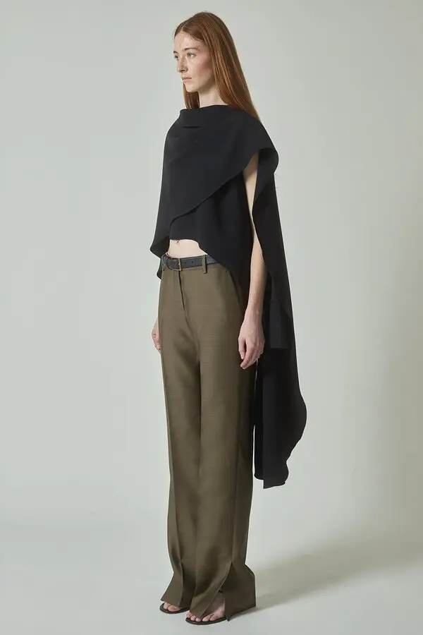 HEIRLOME Petula Trousers In Silk Wool - Olive