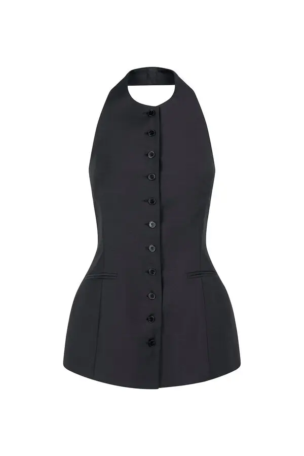 HEIRLOME Lupita Halter Top In Italian Silk And Wool Faille