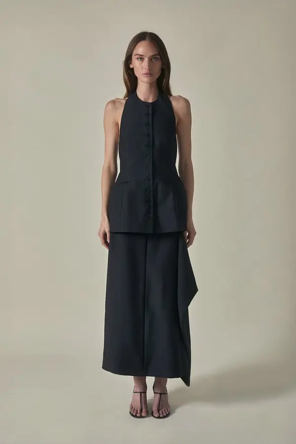 HEIRLOME Lupita Halter Top In Italian Silk And Wool Faille