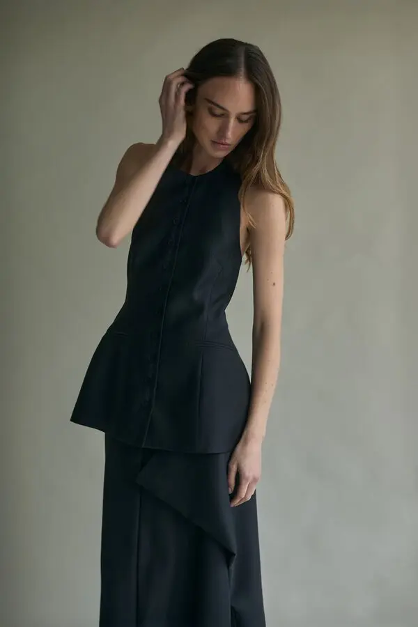 HEIRLOME Lupita Halter Top In Italian Silk And Wool Faille