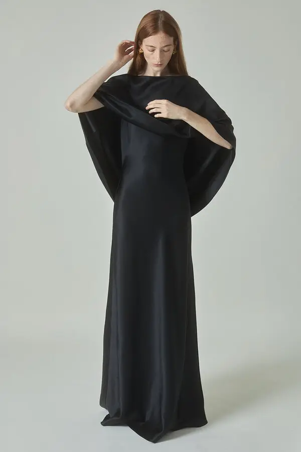 HEIRLOME Anna Dress In Double-face Silk Satin - Black