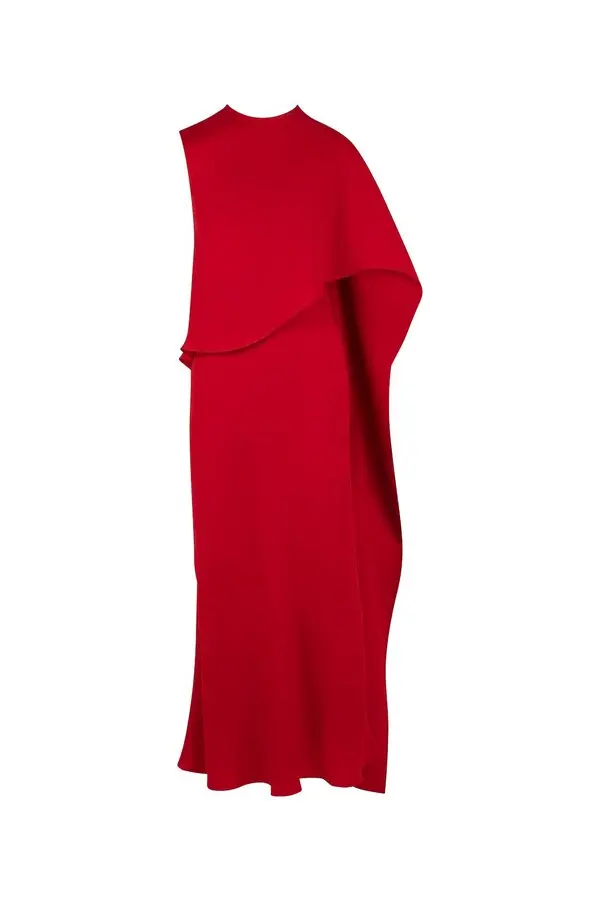 HEIRLOME Clementine Midi Dress With Asymmetrical Cape
