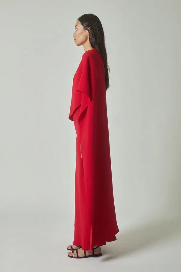 HEIRLOME Clementine Midi Dress With Asymmetrical Cape