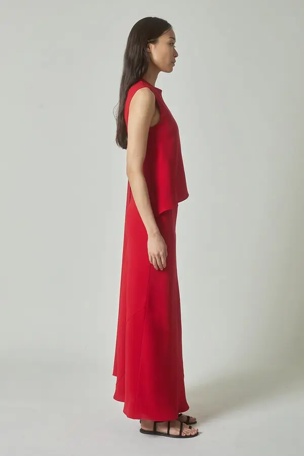 HEIRLOME Clementine Midi Dress With Asymmetrical Cape