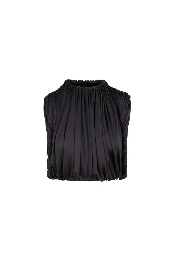 HEIRLOME Effie Cropped Silk Jersey Top - Black