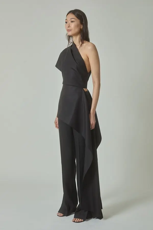 HEIRLOME Marianne One-shoulder Silk Twill Top With Sash