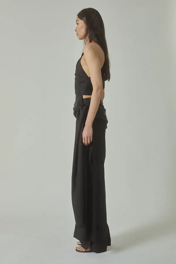 HEIRLOME Marianne One-shoulder Silk Twill Top With Sash
