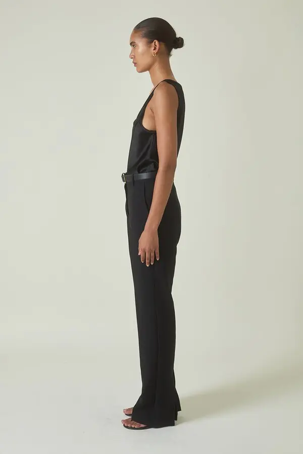 HEIRLOME Bias-cut Silk Satin Scoop Neck Tank Top - Black