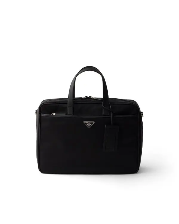 Prada Re-nylon And Saffiano Leather Work Bag - Black