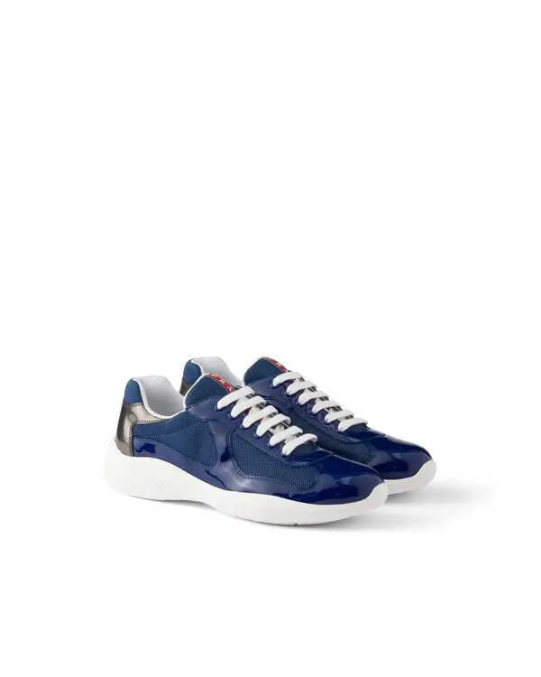Prada Patent Leather And Technical Fabric America's Cup Sneakers - Blue