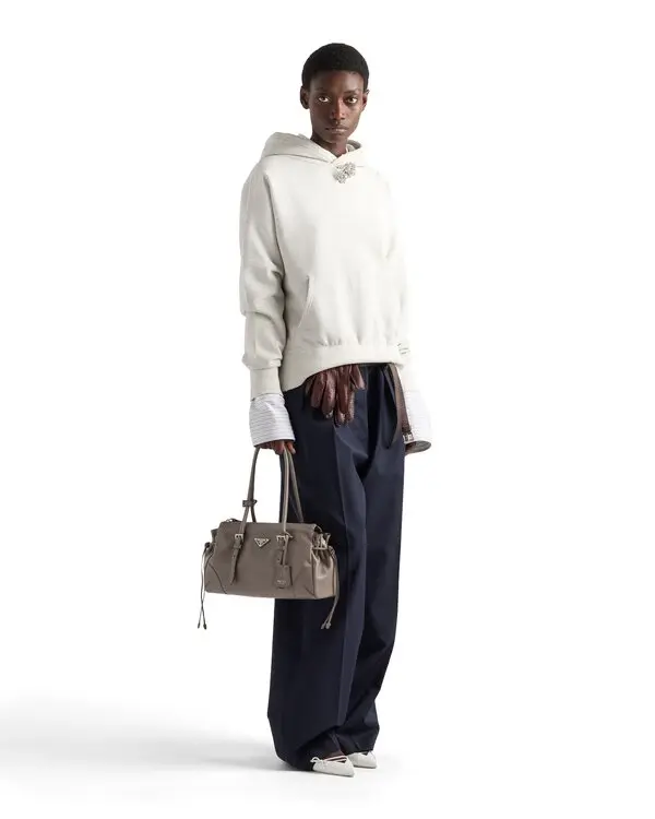 Prada Bonnie Medium Antiqued Leather Tote Bag - Grey