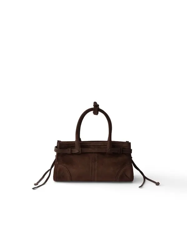 Prada Bonnie Suede Mini Handbag - Brown