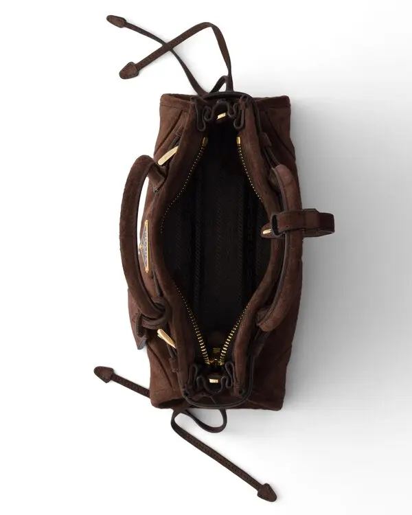 Prada Bonnie Suede Mini Handbag - Brown