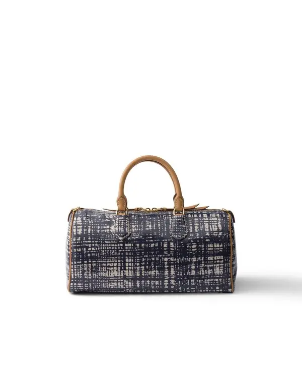 Prada Medium Linen Blend And Leather Top-handle Bag