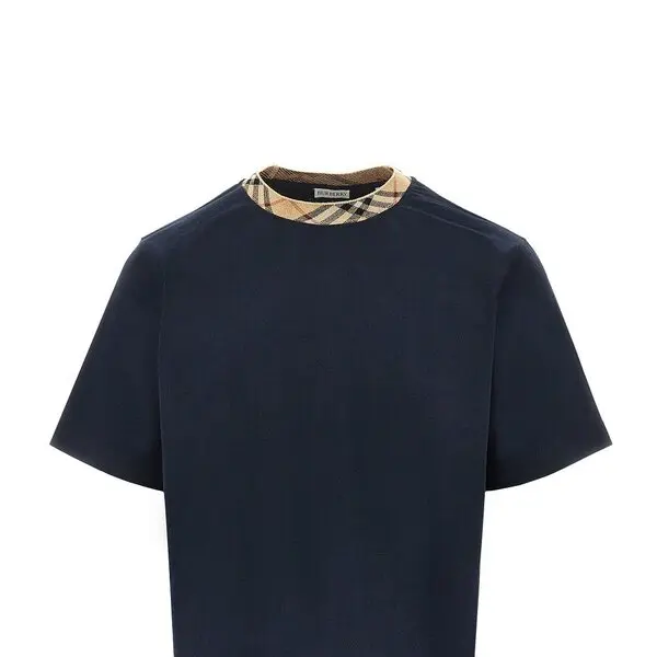 Burberry Cotton T-hirt With Check Crewneck