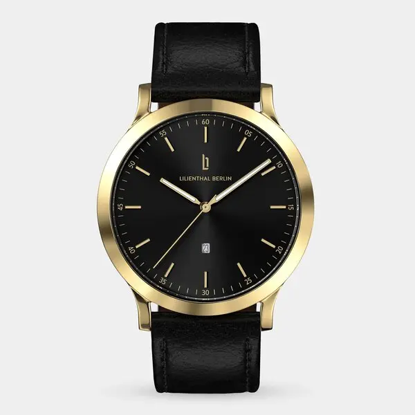 Lilienthal Berlin Huxley Gold Leather Strap Watch - Black
