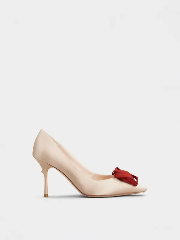 ROGER VIVIER Satin Rose Embellished Pumps