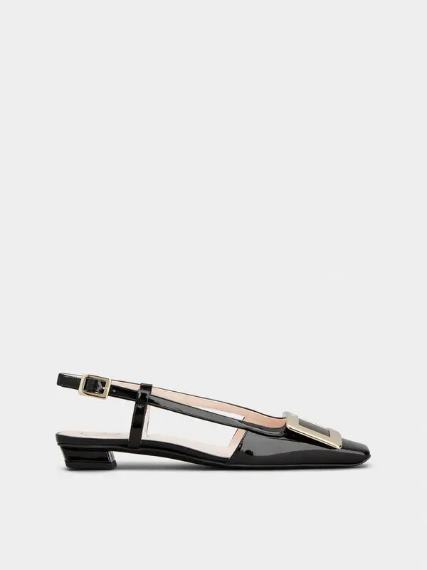 ROGER VIVIER Belle Vivier Slingback Ballerinas In Patent Leather - Black