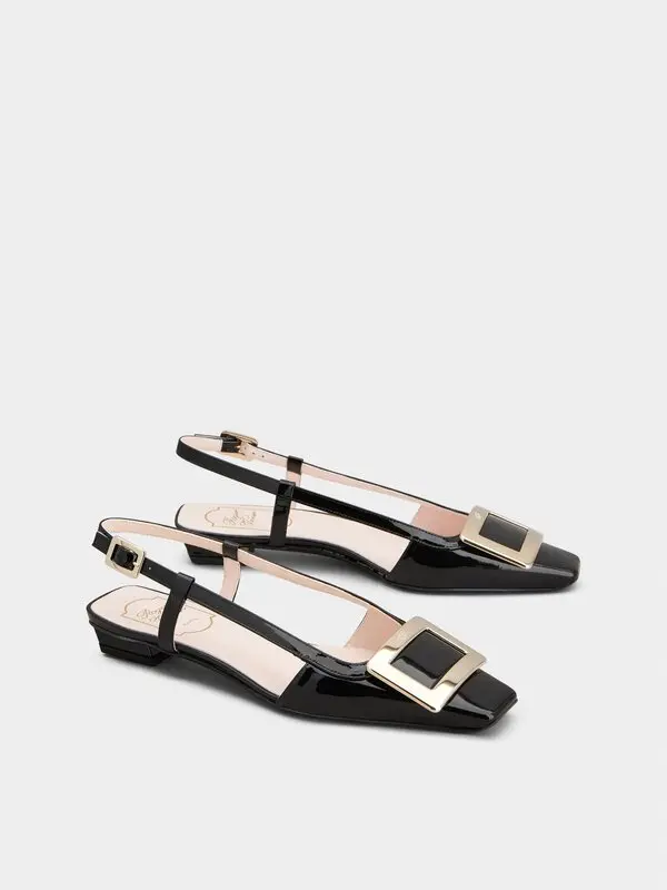 ROGER VIVIER Belle Vivier Patent Leather Slingback Ballerinas - Black