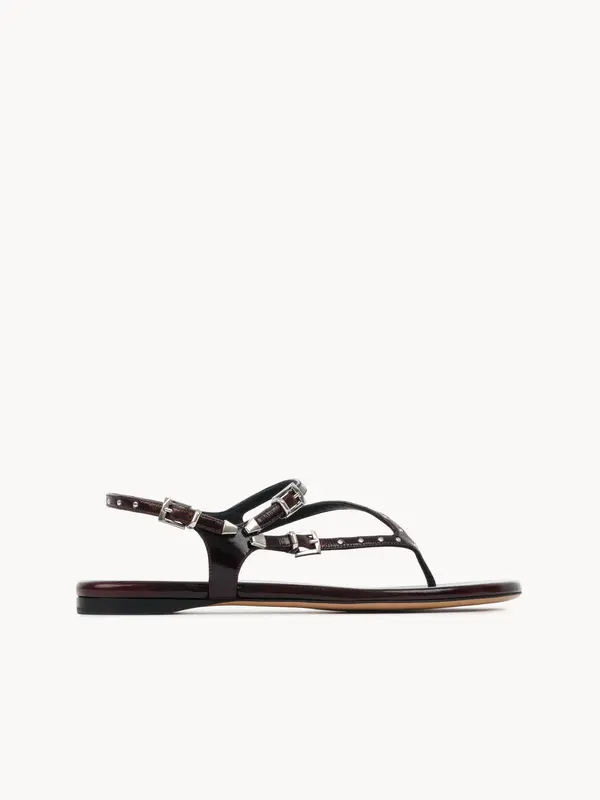 Chloé Susanna Flat Sandals With Studded Straps - Dark Ruby