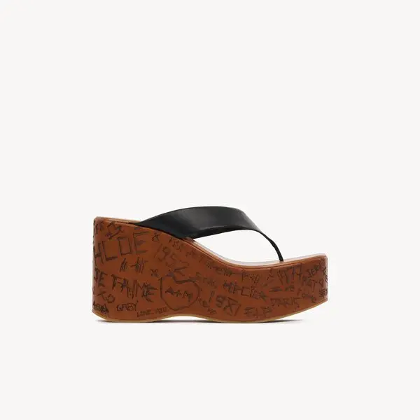 Chloé Maxime Wedge Slides - Black