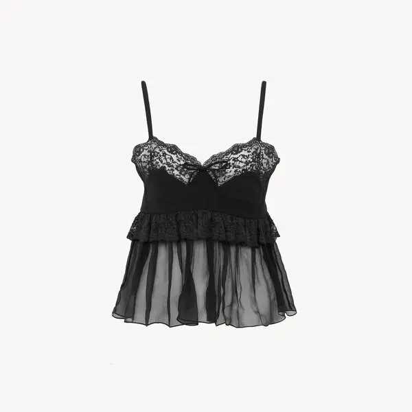 Chloé Thin-strap Lingerie Top In Crêpe De Chine - Black